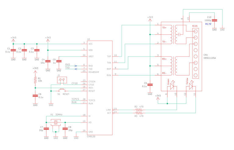 Ethernet-UART ブリッジIC CH9120 をなんとなく使う | なんでも独り言